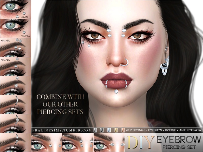 Sims 4 CC's - The Best: Eyebrow Piercing Set by Pralinesims