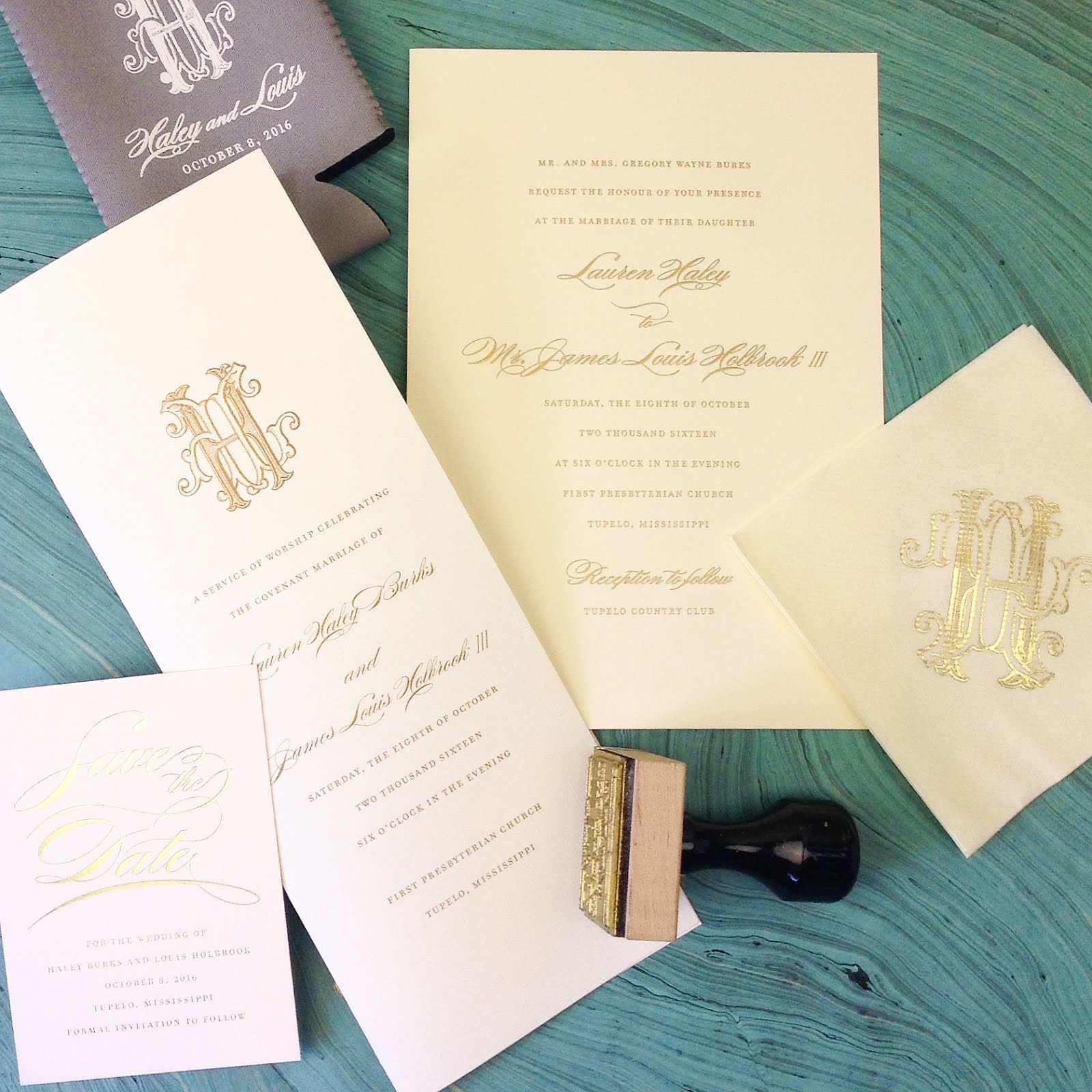 Wedding Invitations for Haley Burks and Louis Holbrook | Fresh Ink ...