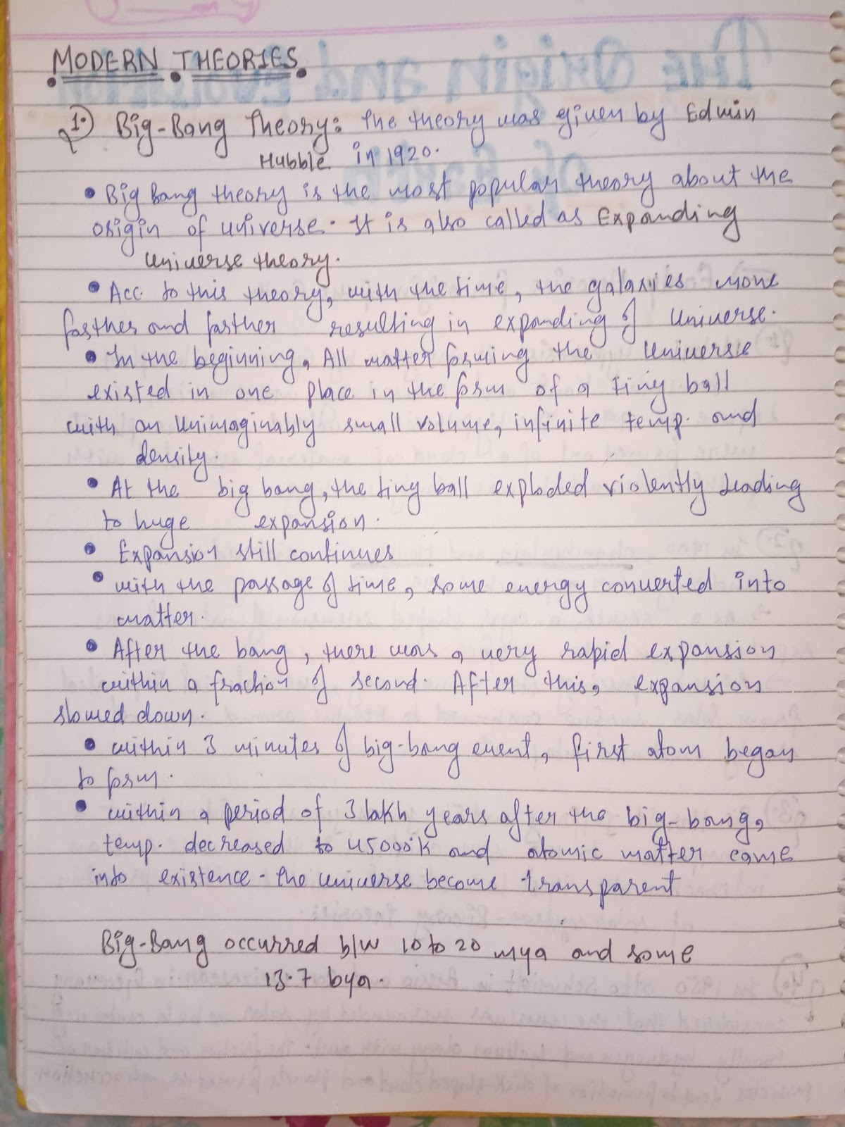 Handwritten Notes of THE ORIGIN AND EVOLUTION OF EARTH - Geography ...