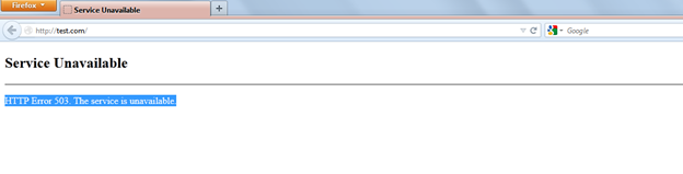 HTTP Error 503. The service is unavailable | Online Networks Solution