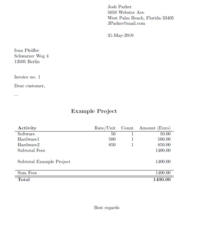 Latex Invoice Template - Invoice Template