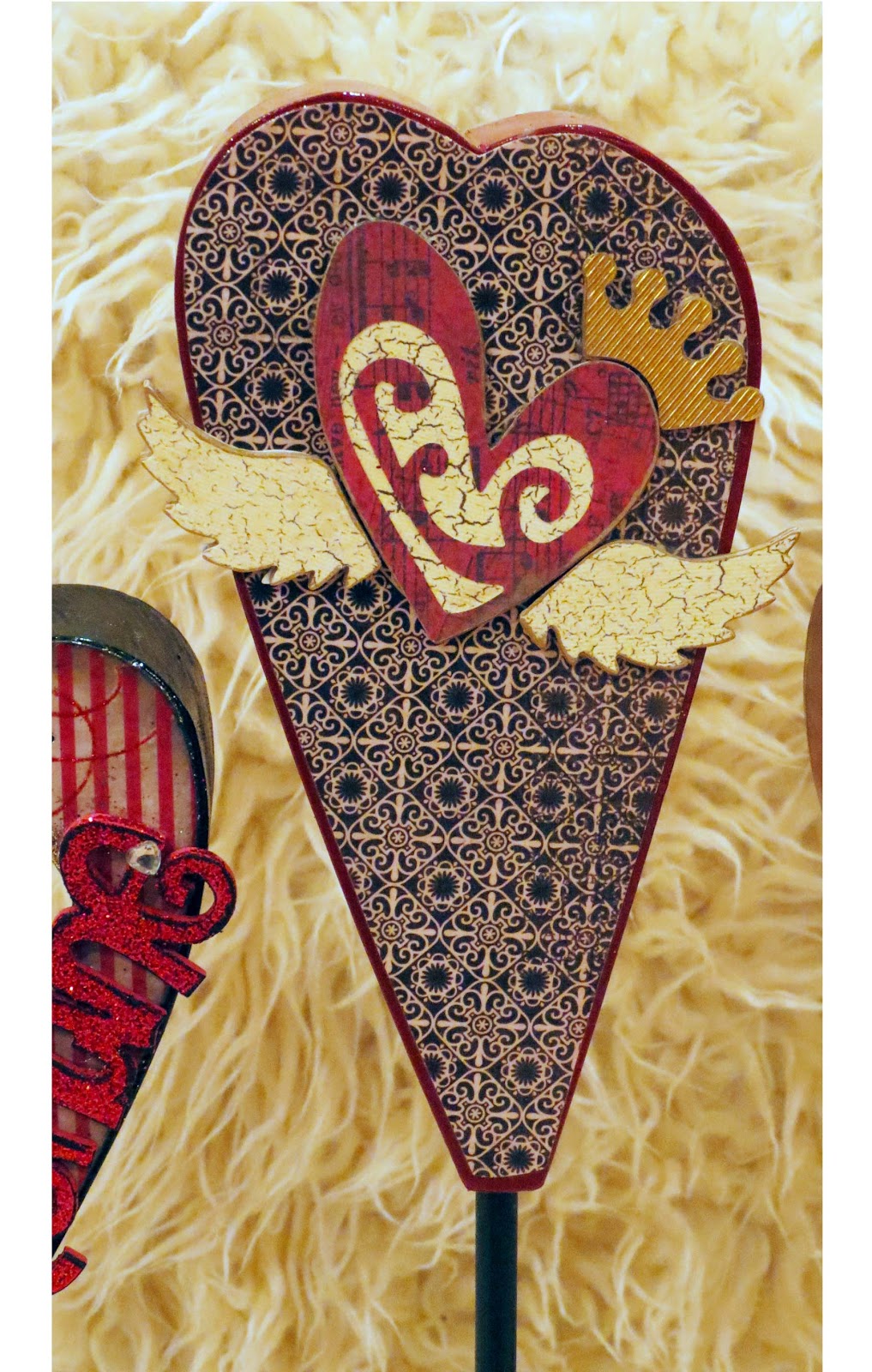 Vic's Creations: Valentines Day Wooden Hearts on a Stick