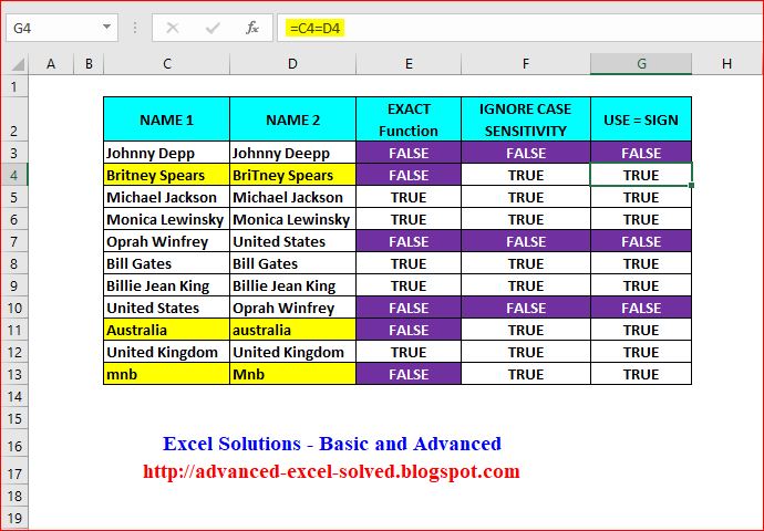 EXACT | Excel Solutions - Basic and Advanced