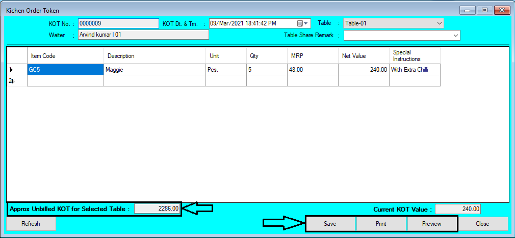 Kitchen Order Token (KOT) Help Guide