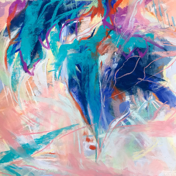 2 LEAVES - 8" x 8" pastel by Susan Roden