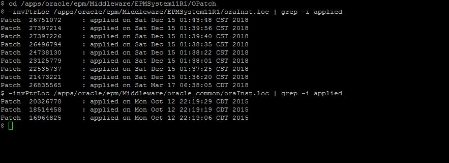 Shell Command/Script to extract Oracle EPM/Hyperion already applied ...