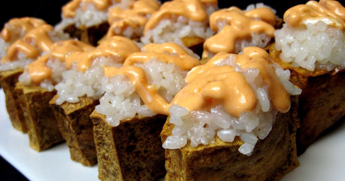 justthefood.com...the blog: Home Made Inari topped with Spicy Sushi Sauce