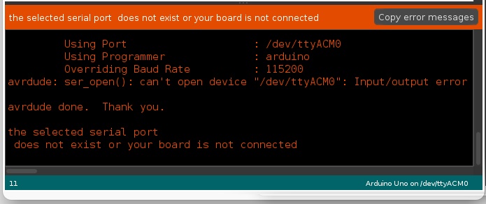 Can T Open Device Dev Ttyacm0 Input Output Error Core Electronics