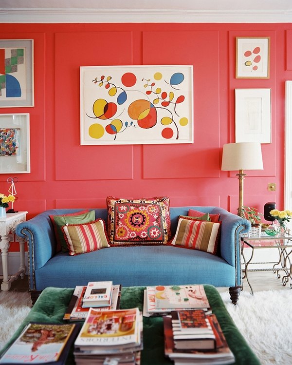 Desain rumah anda: Desain interior ruang keluarga warna merah Desain ...
