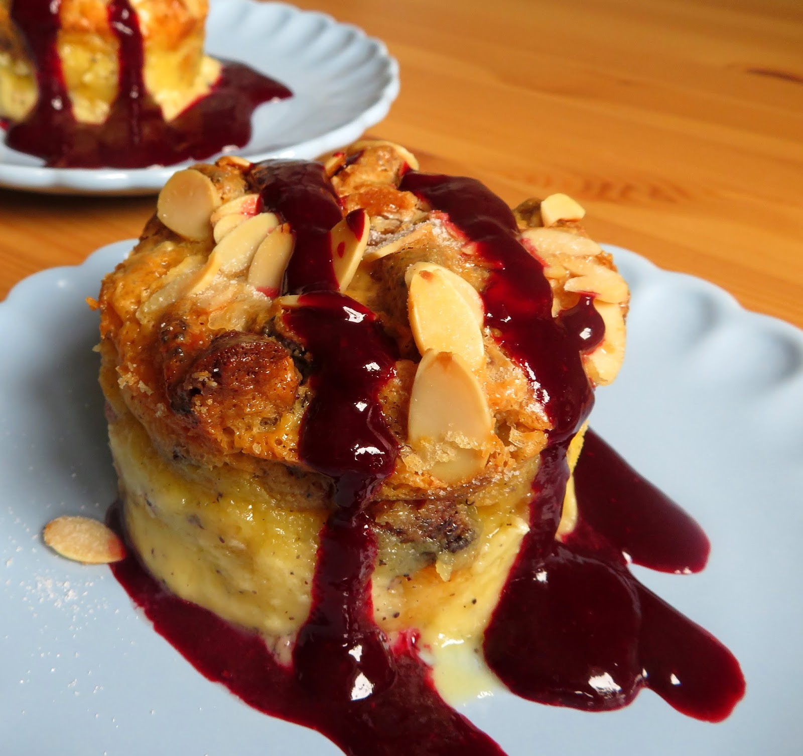 Sweet Almond Bread Pudding with Blackberry Sauce | The English Kitchen