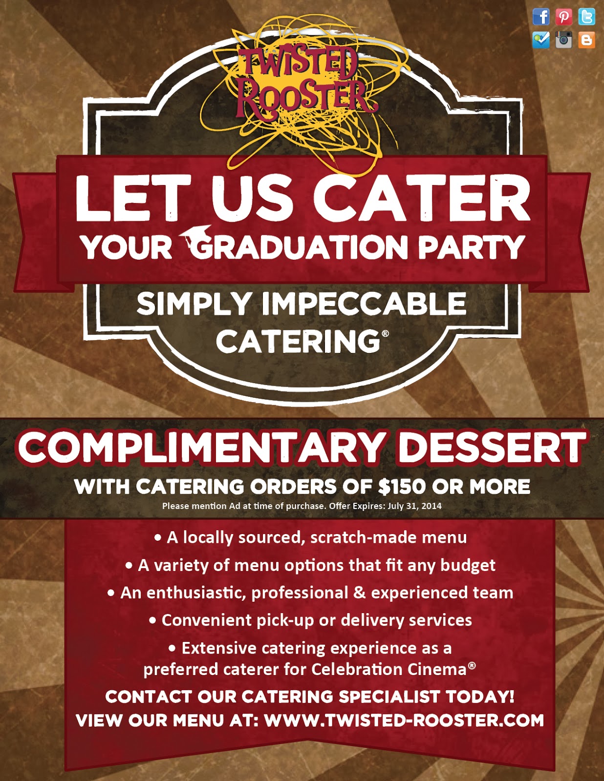 Twisted Rooster: Graduation Party Catering
