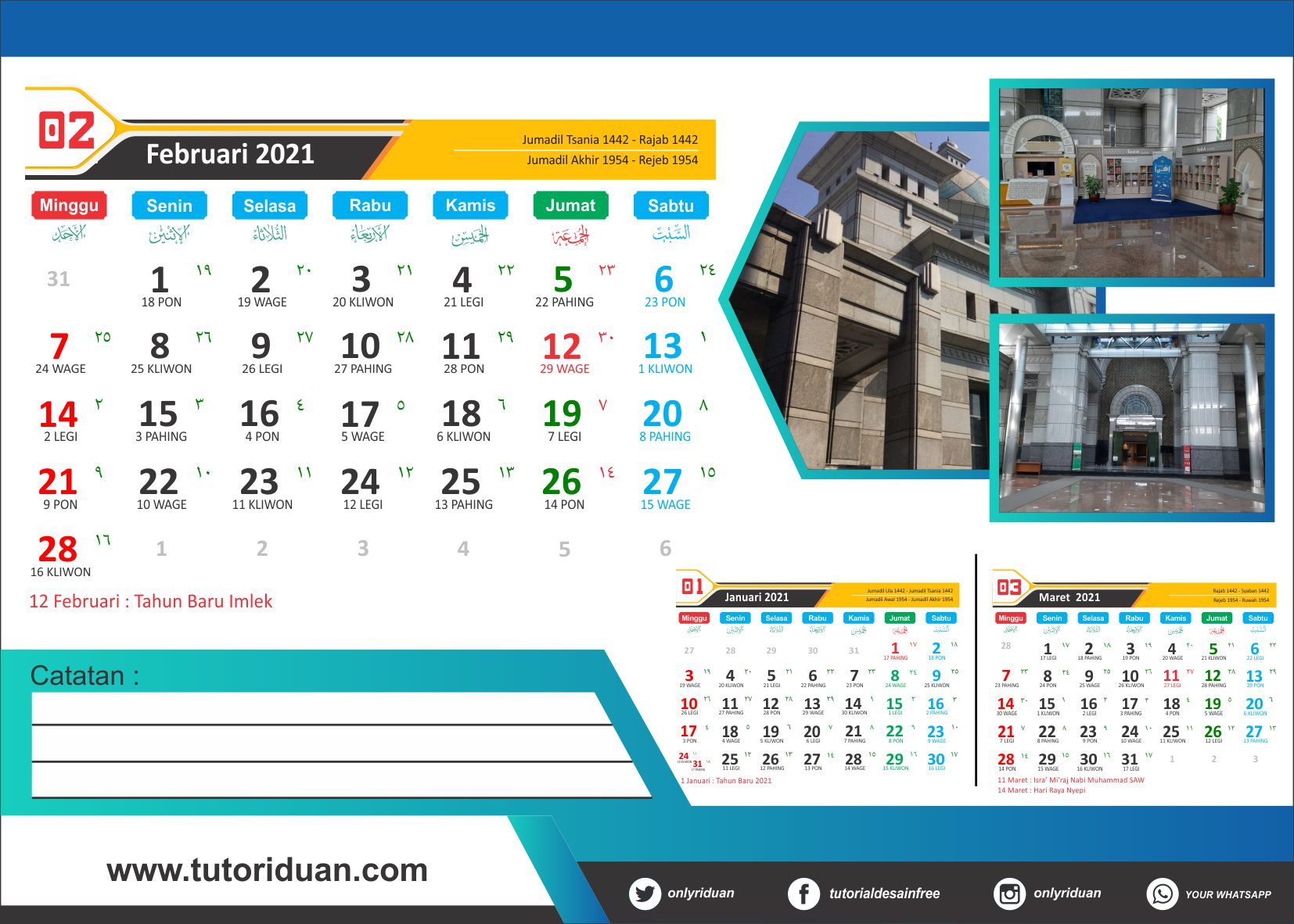 3 Desain Kalender Duduk 2021 dengan CorelDraw (Free CDR) - TUTORiduan.com