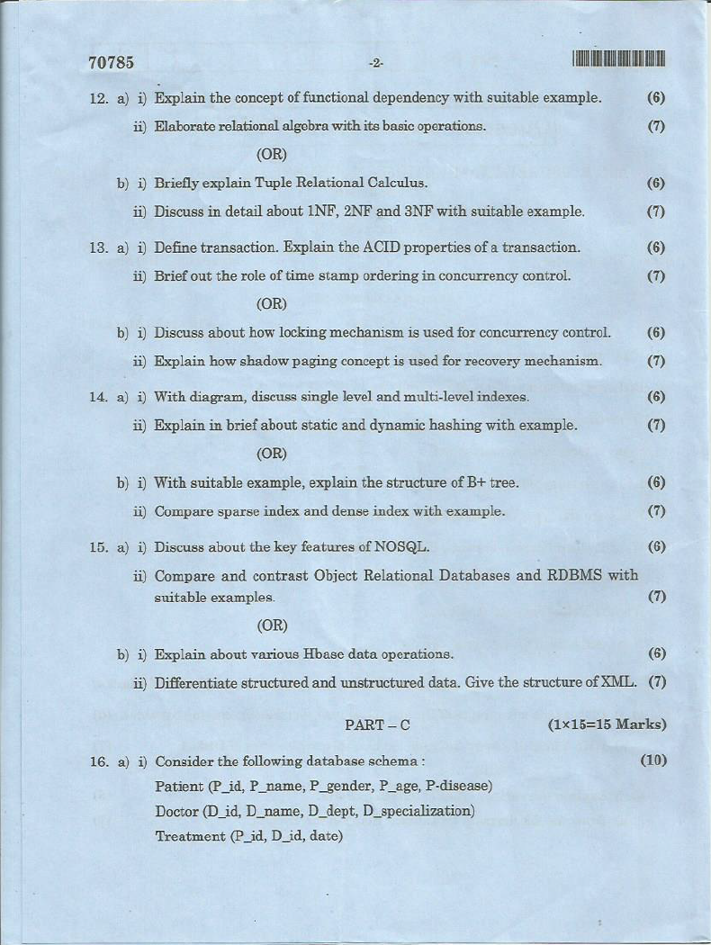 Anna University MC 5103-DATABASE MANAGEMENT SYSTEMS NOVEMBER/DECEMBER ...