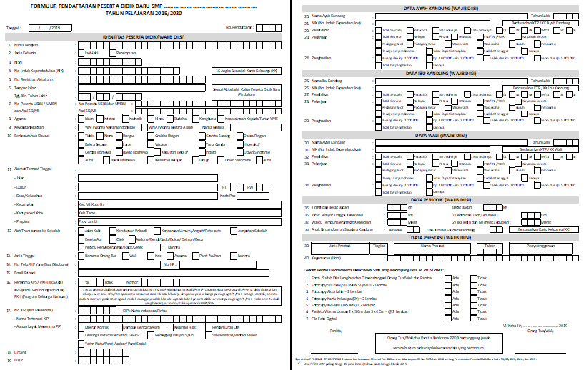 Contoh Format Formulir Ppdb Sd Dan Smp Tahun Pelajaran 2020/2020 Exceltanpa Password Dan Sanggup ...