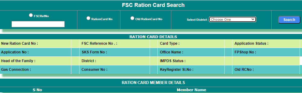 FSC Ration card Status application search |Food Security Card | FREE ...