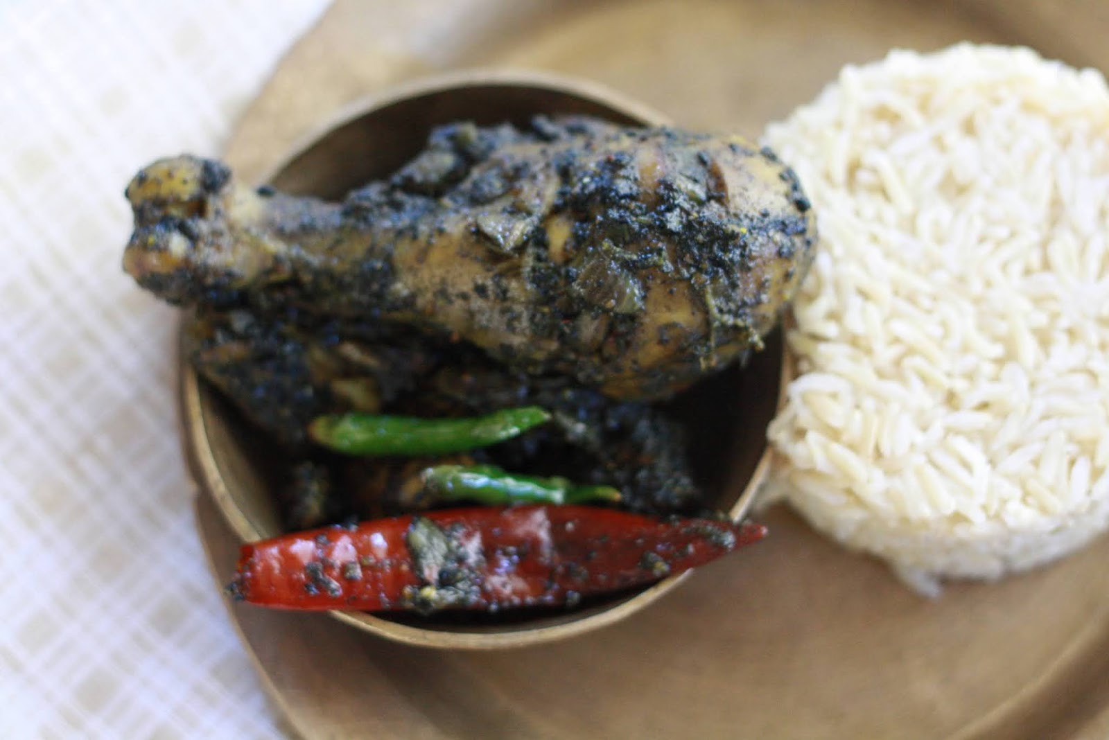 Assamese country style sesame chicken Til diya murgir mankho