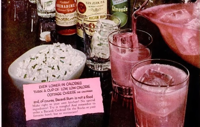 1950's advertising and pop culture: 1955 pink Bacardi cocktails
