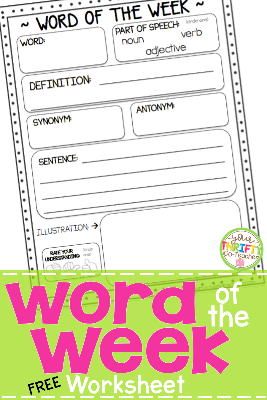 Word of the Week Routine to Enhance Vocabulary + FREE Worksheet - Your ...