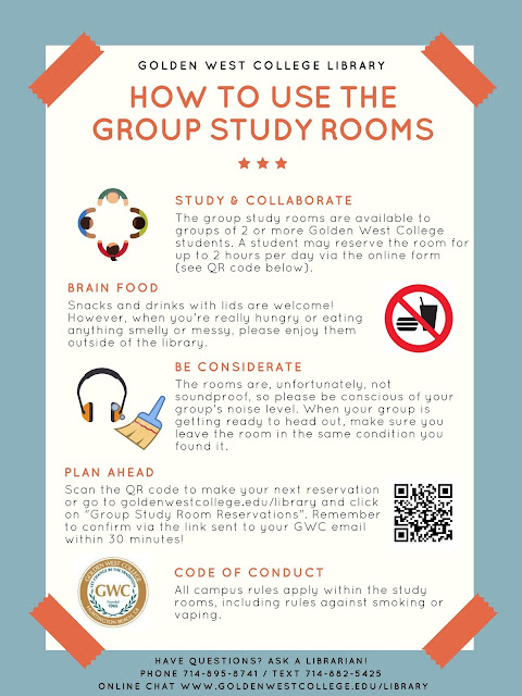 Golden West College Library Newsletter: Library Group Study Rooms