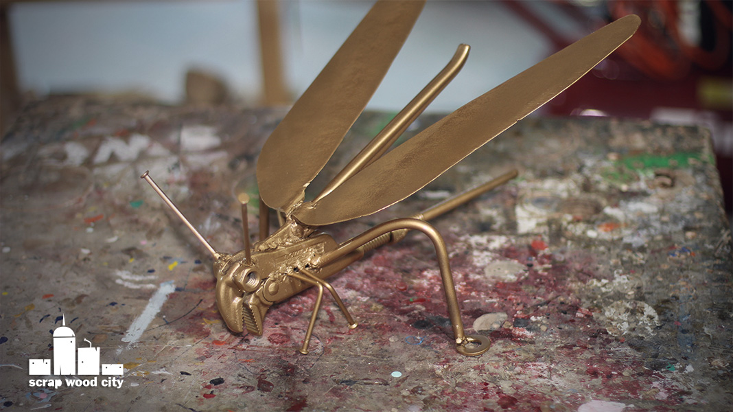 scrap wood city: How to make a DIY metal grasshopper sculpture