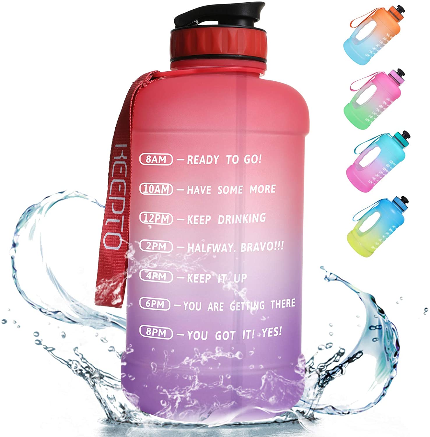 Stay Hydrated With KEEPTO Half Gallon Motivational Water Bottle