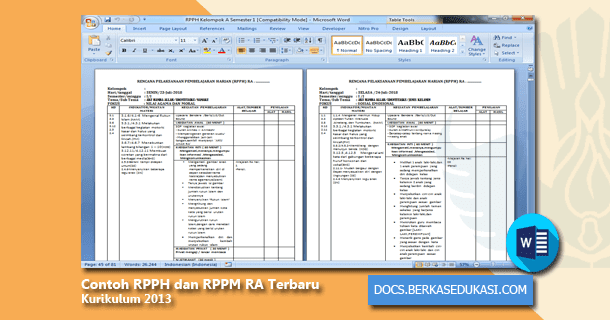 Contoh RPPH dan RPPM RA Terbaru Kurikulum 2013 - DriveDocx