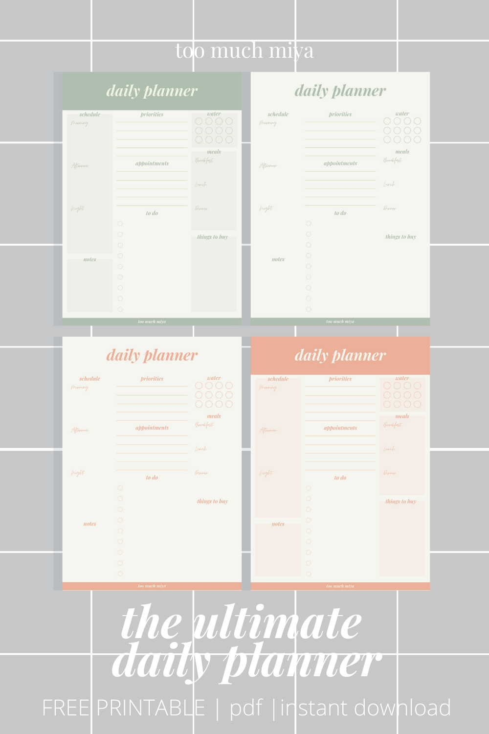 one more free printable: the ultimate daily planner | too much miya