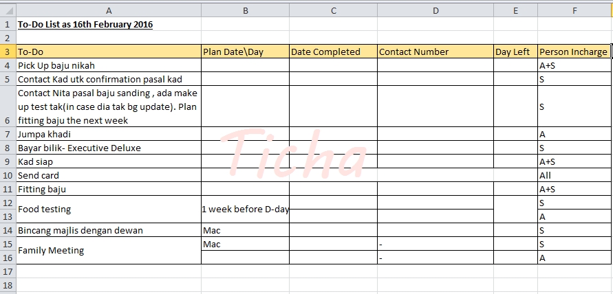Ti Cha!: Kamu harus ada To-Do List, Wahai Bakal Pengantin ...
