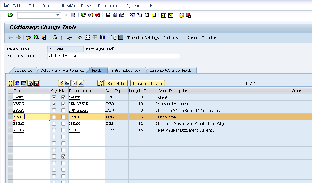 SAP TECH: Including Structure to the Customized Table