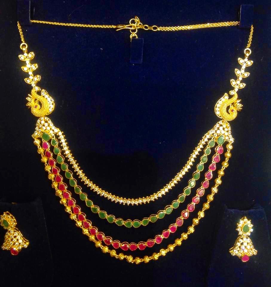 Jewellery Designs : Trendy Step Chain Jewellery Haram set