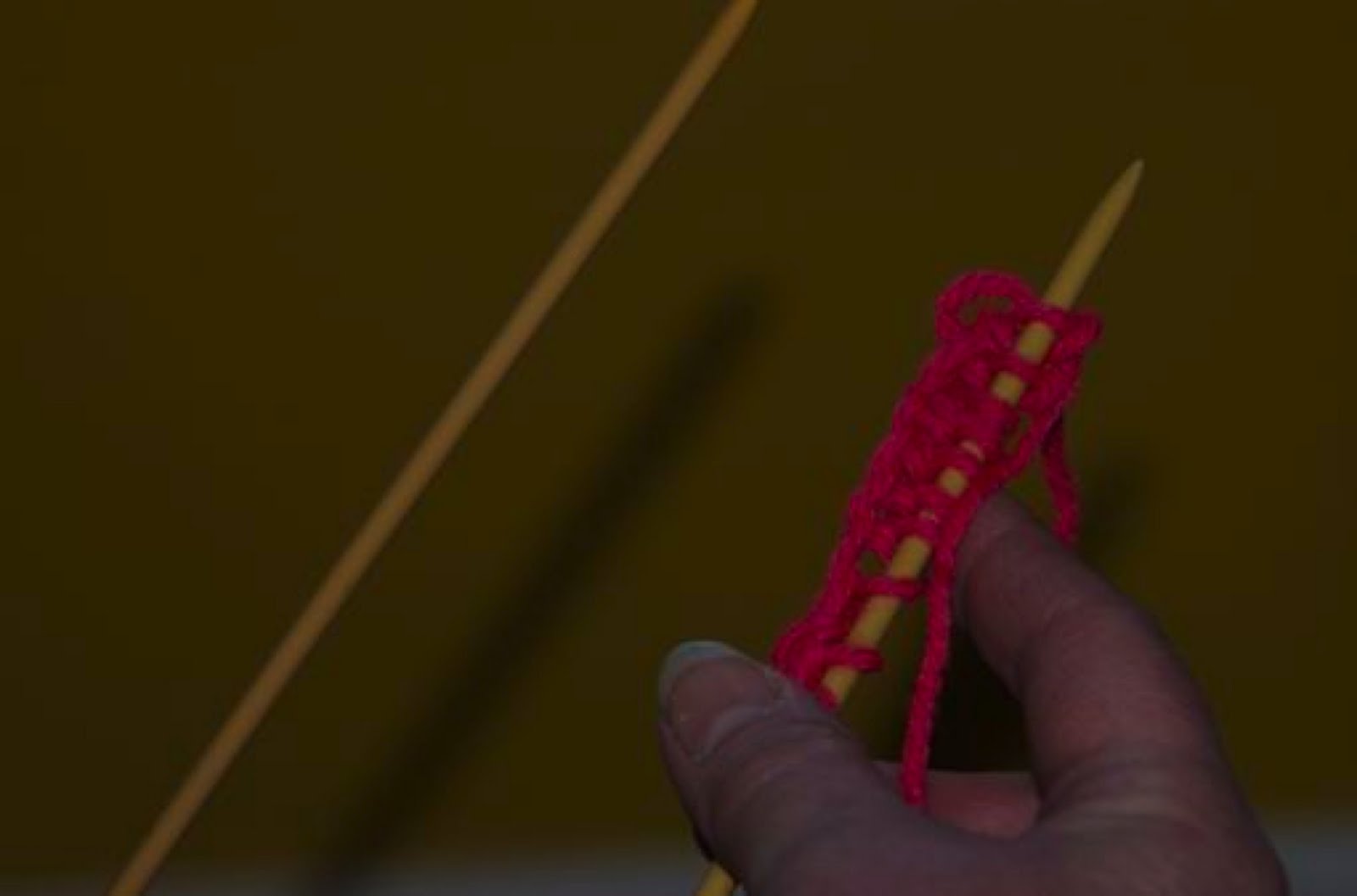 Knitting One Handed.: Second Row, One Hand Knitting