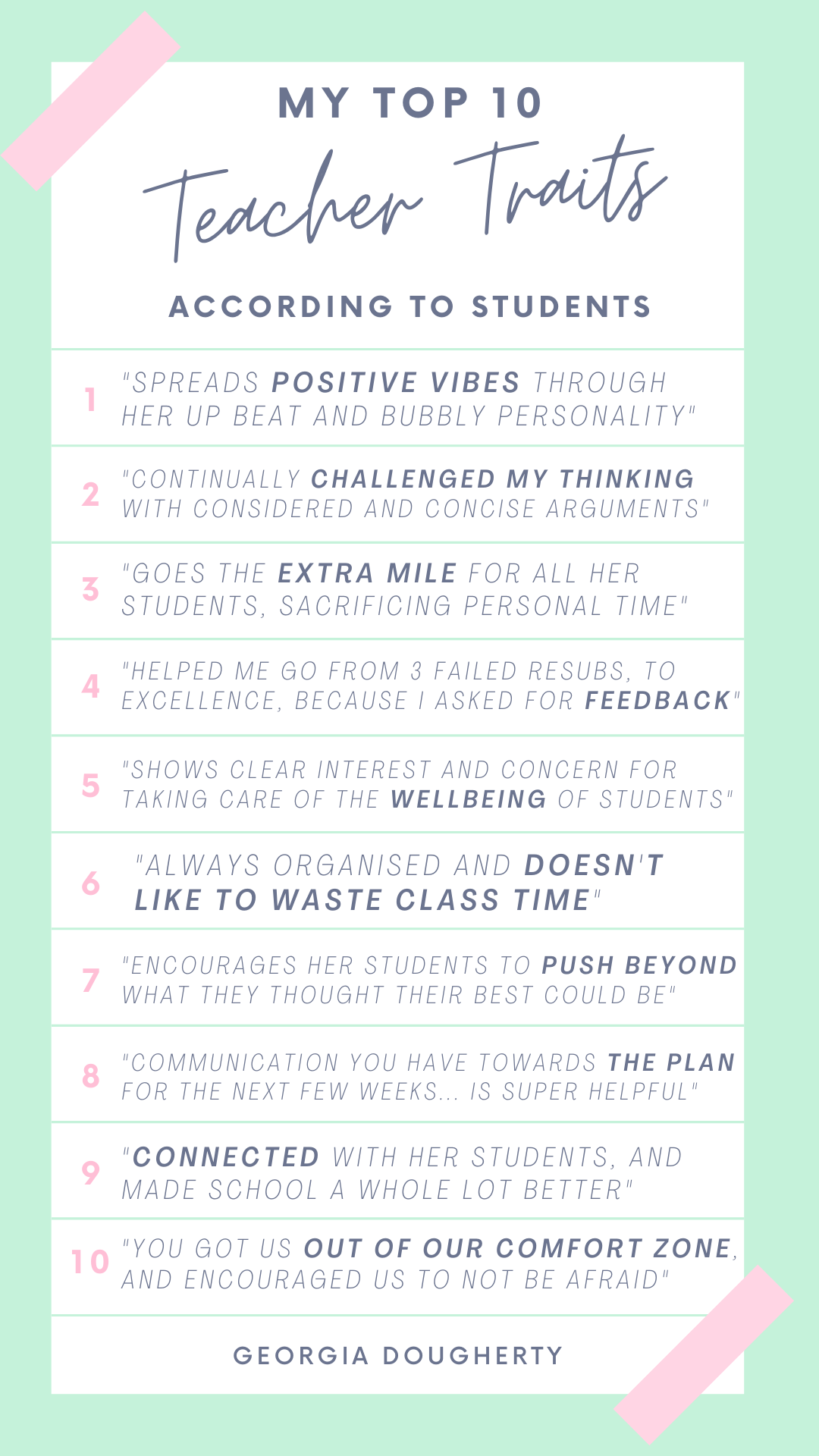 Be You, No One Else Can: Top Ten Teacher Traits!