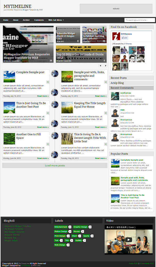 Template Timeline Responsive Magazine Blogspot | Magazinizer