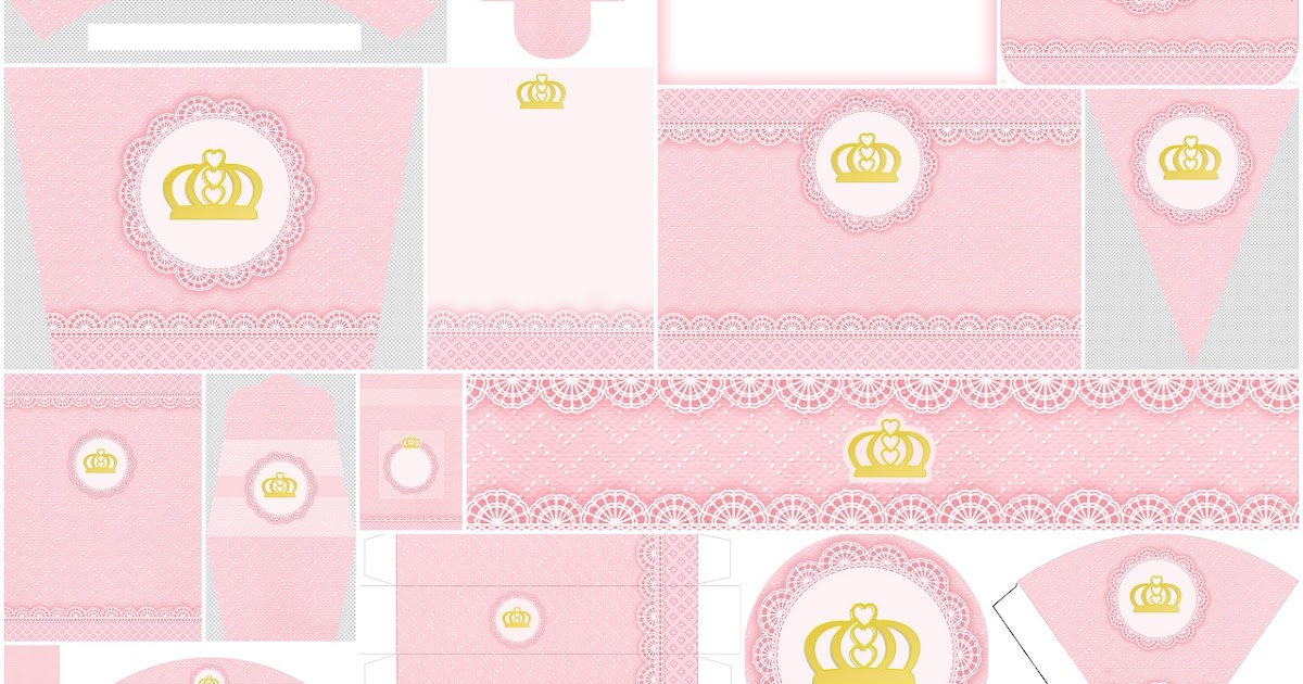 Golden Crown in Pink Lace Free Printable Kit. - Oh My Fiesta! in english