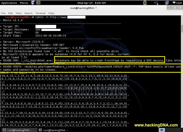 NIKTO ON KALI LINUX - HackingDNA