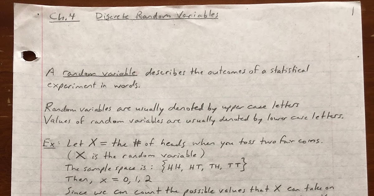 Professor Frank’s Math Blog: Discrete Random Variables - Introduction ... Professor Frank’s Math Blog: Discrete Random Variables - Introduction ...