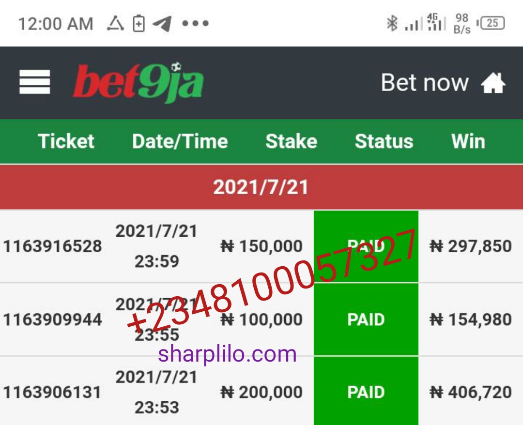 Bet9ja Virtual Winning Tickets 2021