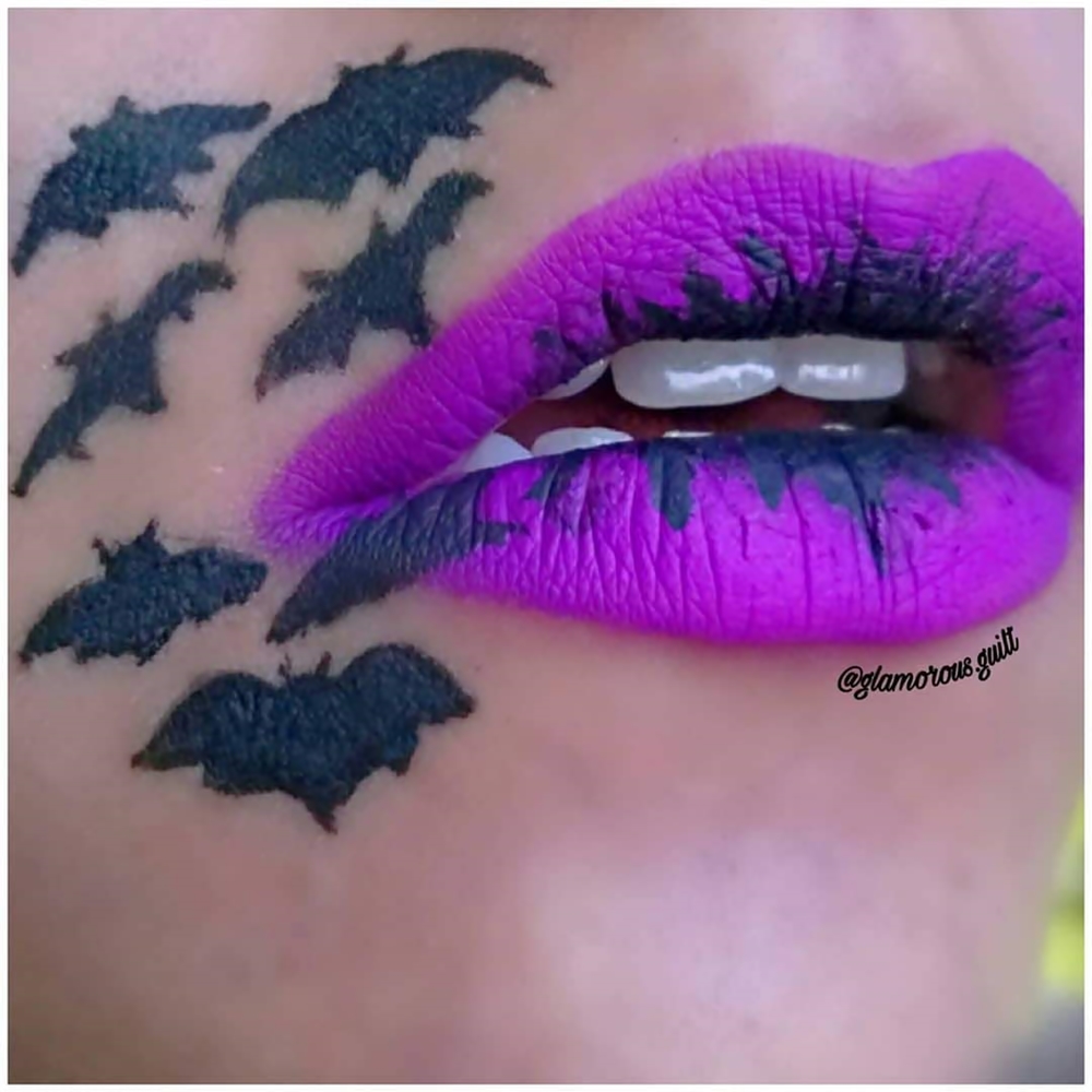 Halloween Makeup and Lip art - Bat Wing