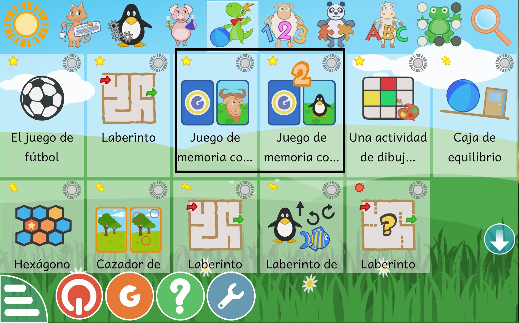 Juego de la memoria inspirado en GCompris