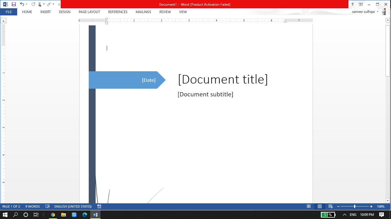 Front Page in MS Word