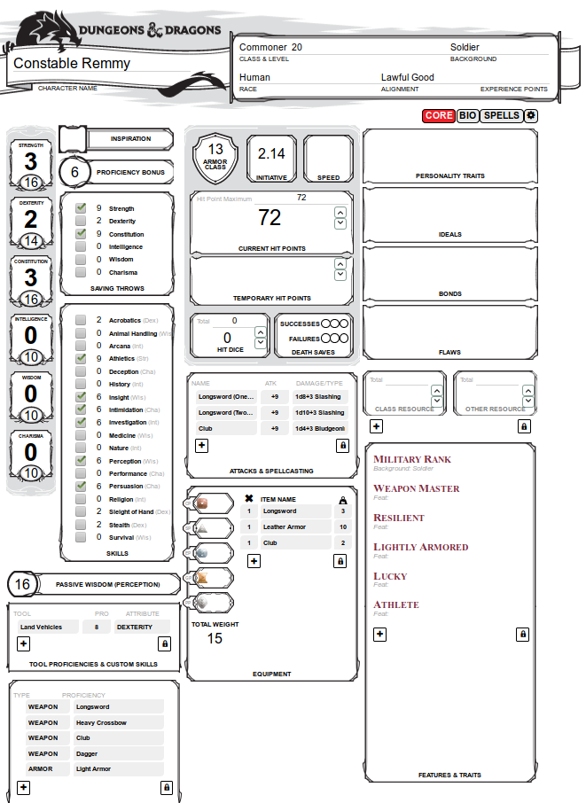 Carnifex.org: 20th level Commoner - Constable Remmy