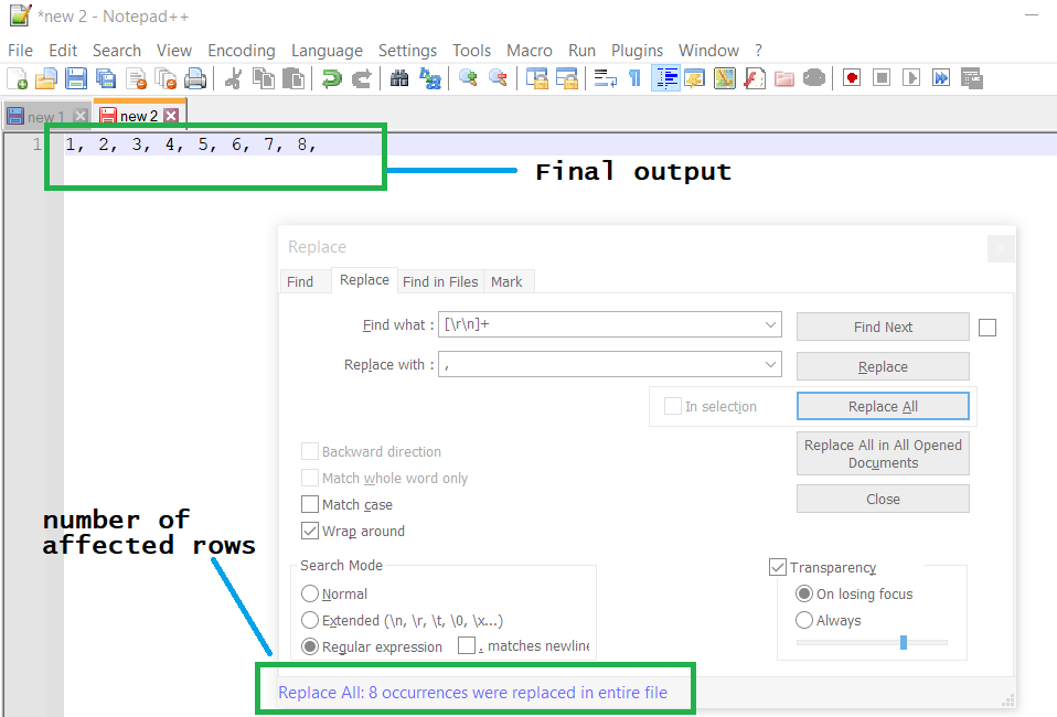 Notepad++ convert multiple lines to a single line and vice versa Notepad++ convert multiple lines to a single line and vice versa