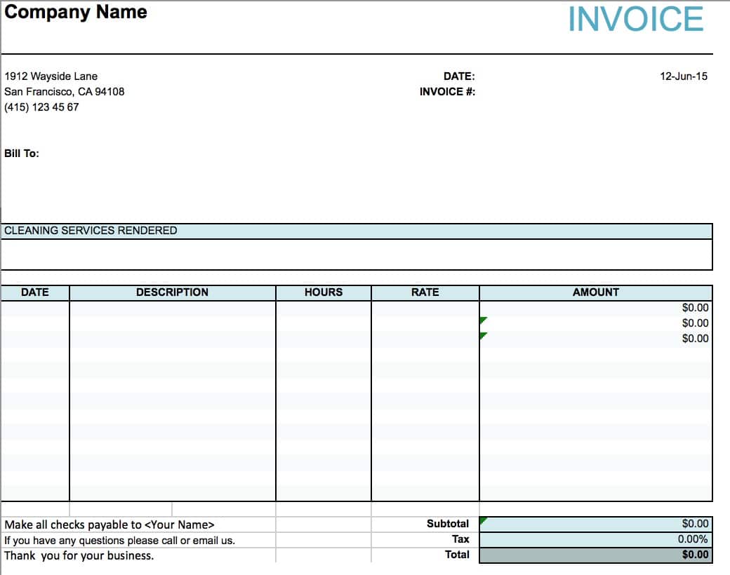 House Cleaning Invoice Example - Invoice Template