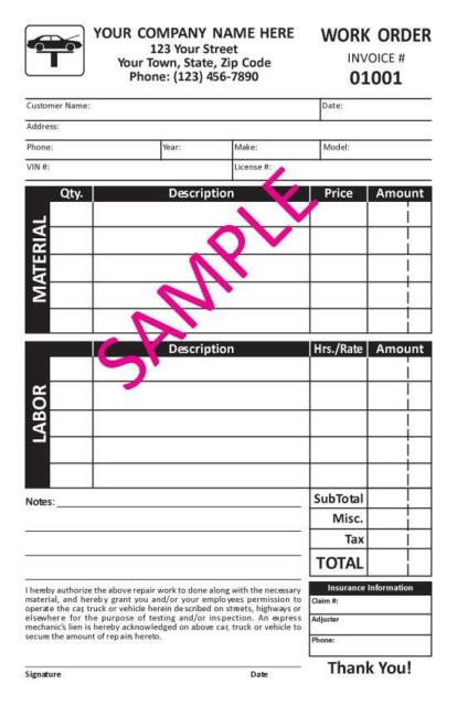Car Wash Receipt Sample - Invoice Template