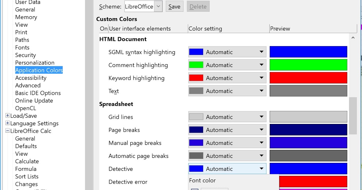 How can I change precedent and dependent arrow colors? (LibreOffice)