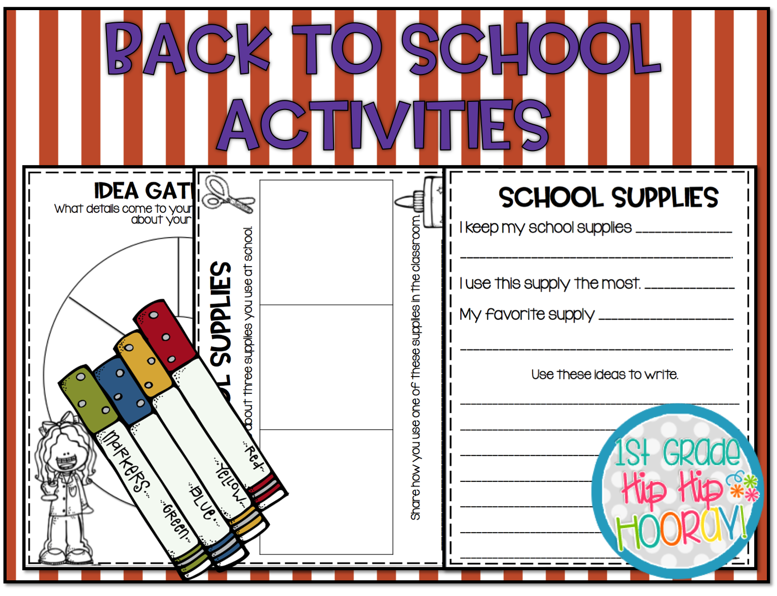 1st Grade Hip Hip Hooray!: Back to School Word Work, Writing, and Math ...