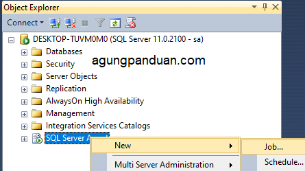 Job Schedule Pada SQL Server Dengan SSMS dan Query - AGUNG TUTORIAL