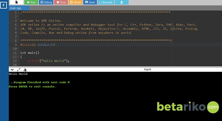 √ Cara Menggunakan Compiler Onlinegdb C Phyton Java Betariko