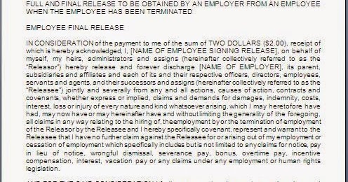 EMPLOYEE FULL & FINAL RELEASE LETTER