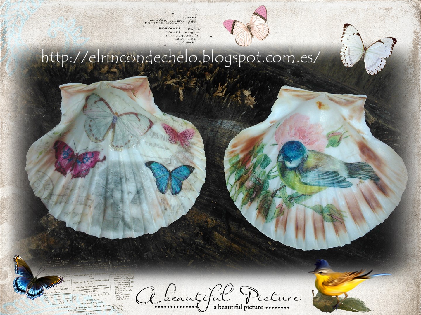 El rincón de Chelo: Conchas decoradas en "decoupage"